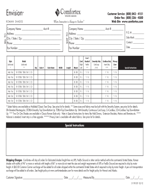 Fillable Online Envision Roman Shade Order Formpdf Fax Email Print ...