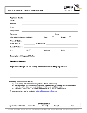 Fillable Online APPLICATION FOR COUNCIL DISPENSATION Applicant Fax ...