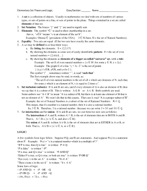 Fillable Online math umb Elementary Set Theory and Logic ClassSection ...