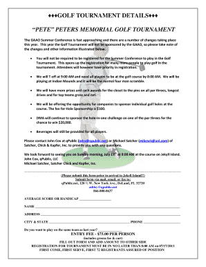 Fillable Online GOLF TOURNAMENT DETAILS Fax Email Print - pdfFiller