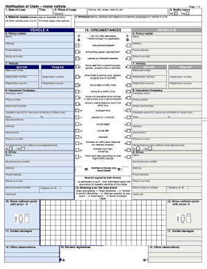 Fillable Online Notification of Claim motor vehicle - Zurich Fax Email ...
