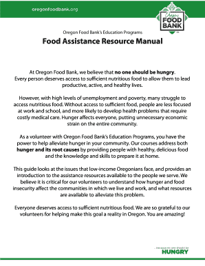 Fillable Online Oregon Food Banks Education Programs Food Assistance ...