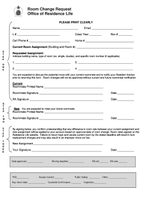 Fillable Online reslife lafayette Room Change Requestdocx - reslife ...