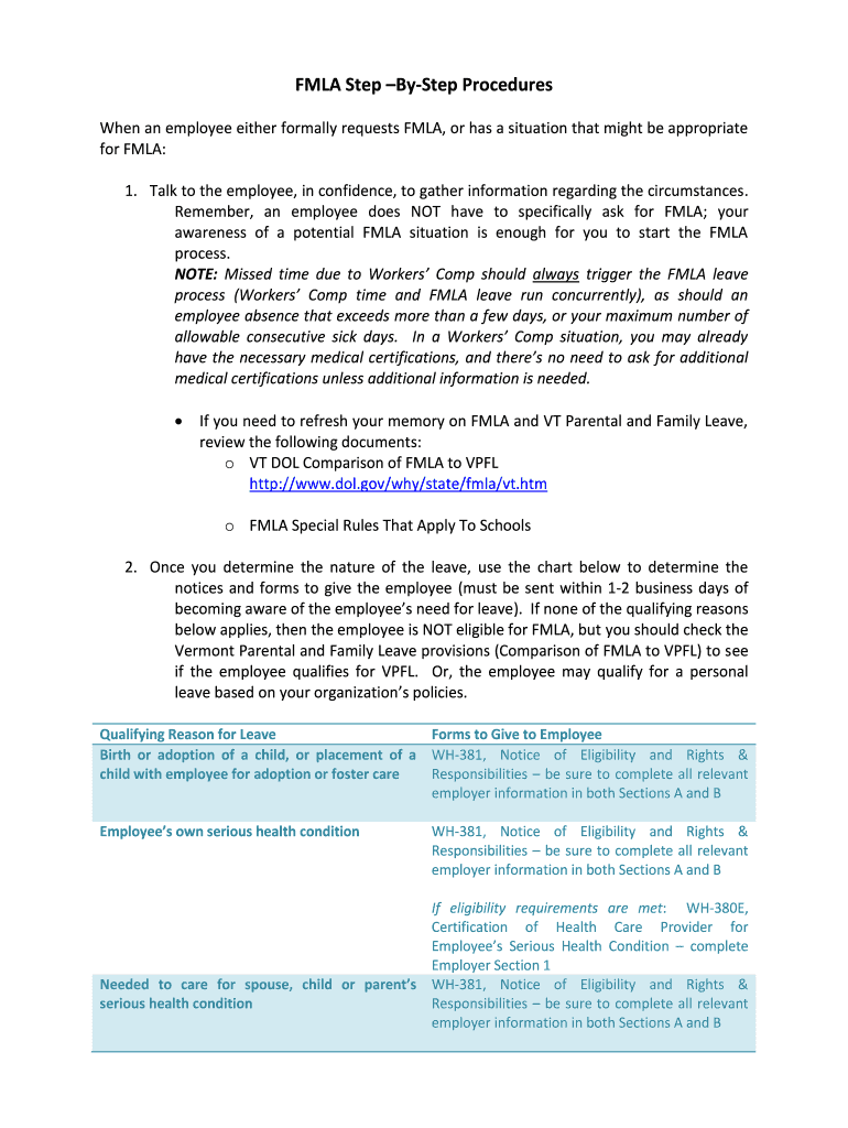 Fillable Online FMLA Step By-Step Procedures Fax Email Print - pdfFiller