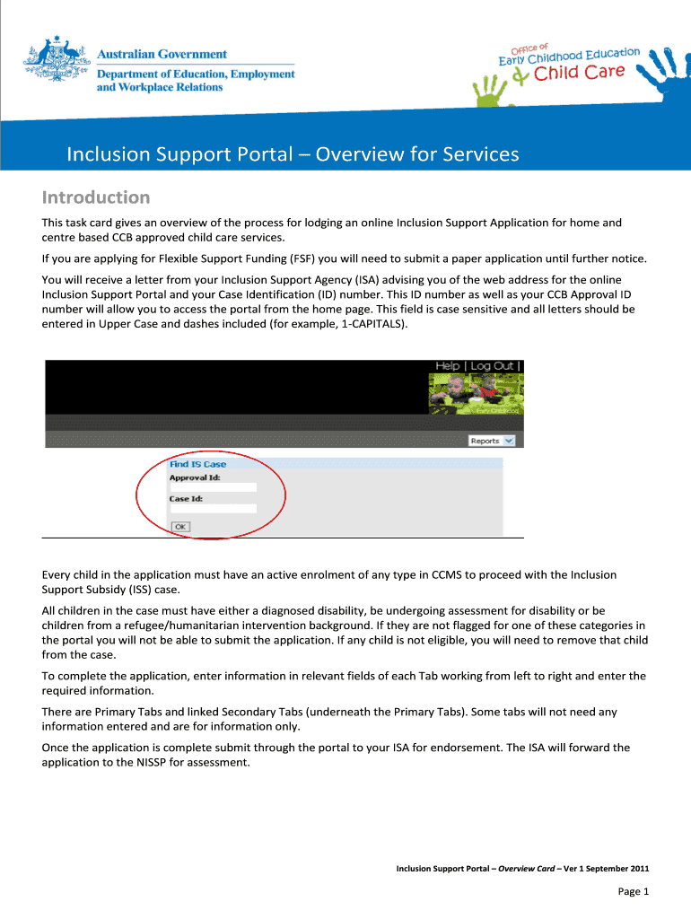 Fillable Online Inclusion Support Portal Overview for Services Fax ...