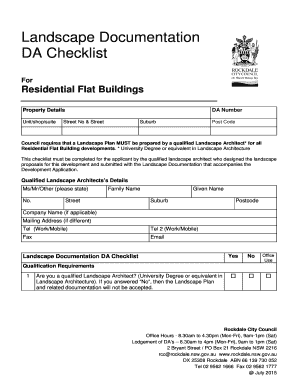 Fillable Online 1TemplateLandscape Documentation DA Checklist Res Flat ...