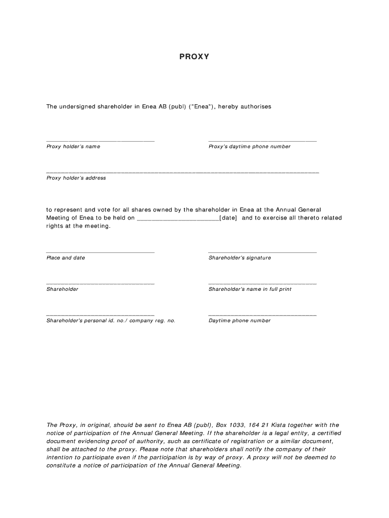 Fillable Online Proxy - Power of attorneyDOCX Fax Email Print - pdfFiller