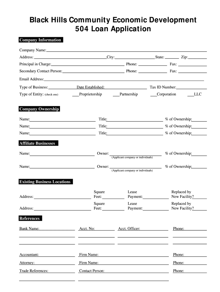 Fillable Online 504LoanApplication.doc Fax Email Print - pdfFiller