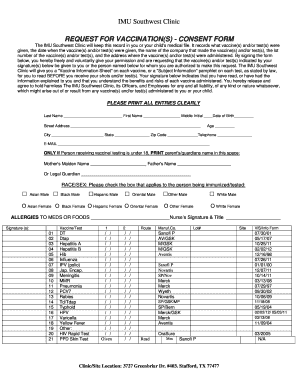 Fillable Online Request For Vaccinations - CONSENT Form Fax Email Print ...
