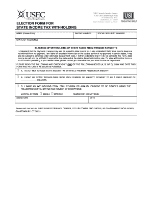 Fillable Online Election Form For State Income Tax Withholding Fax ...