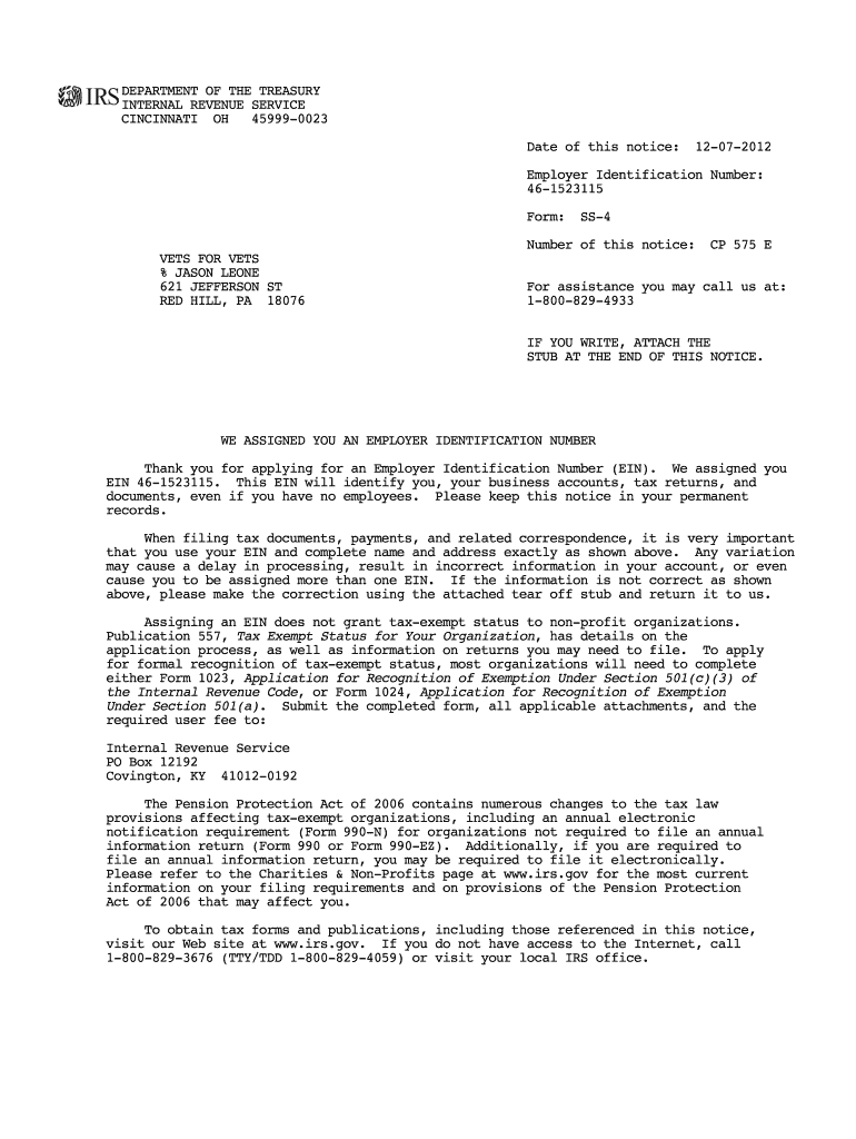 Ein Confirmation Letter Pdf Fill Online Printable Fillable Blank 