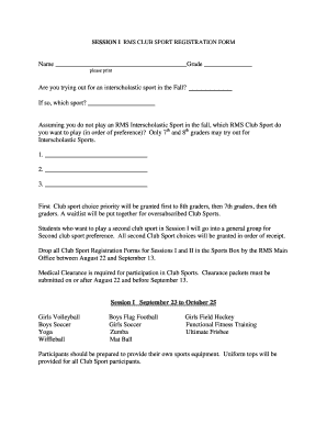 Fillable Online ryecityschools schoolfusion SESSION I RMS CLUB SPORT ...