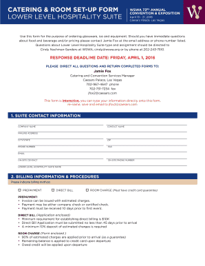 Fillable Online CATERING ROOM SET-UP FORM RD CONVENTION EXPOSITION Fax ...