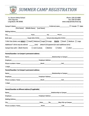 Summer Camp Registration 2020 | pdfFiller