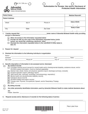 Fillable Online Authorization for Access Use andor Disclosure of Fax ...