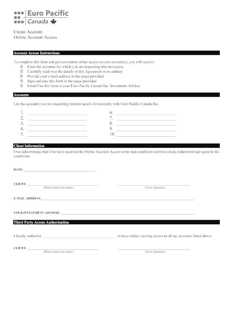 Fillable Online europac online access formdoc - europac Fax Email Print - pdfFiller