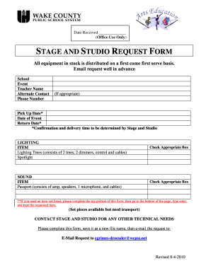 Fillable Online STAGE AND STUDIO REQUEST FORM Fax Email Print - pdfFiller