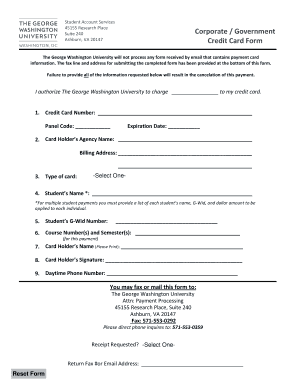 Fillable Online Government Credit Card Form Fax Email Print - pdfFiller