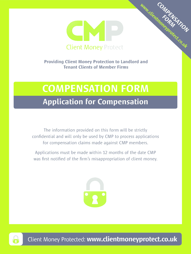 Fillable Online clientmoneyprotect co COMPENSAtiON FORM Application for ...