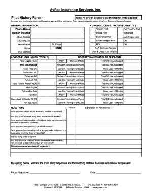 Fillable Online AvPac Fleet Pilot History Formpdf Fax Email Print ...