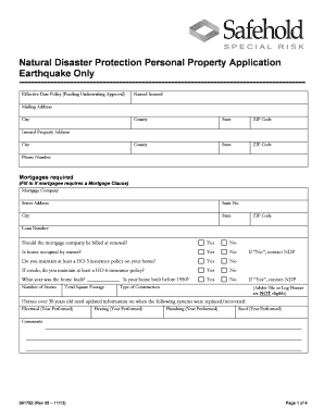 Fillable Online Natural Disaster Protection Personal Property ...