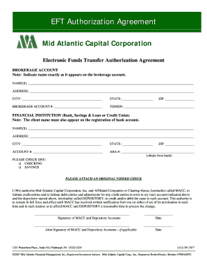 Fillable Online EFT Authorization Form-MATCpdf Fax Email Print - pdfFiller