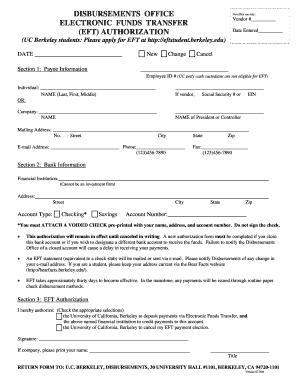Fillable Online instructorlink berkeley EFT Form ver 070306doc Fax Email Print - pdfFiller