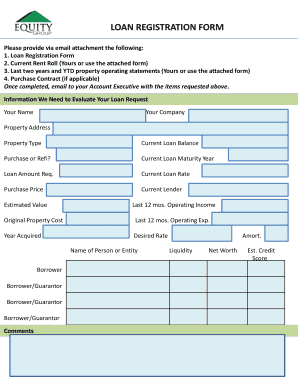 Fillable Online Loan Registration Form Fax Email Print - pdfFiller
