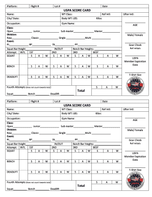 Fillable Online uspla USPA Score Card - uspla Fax Email Print - pdfFiller