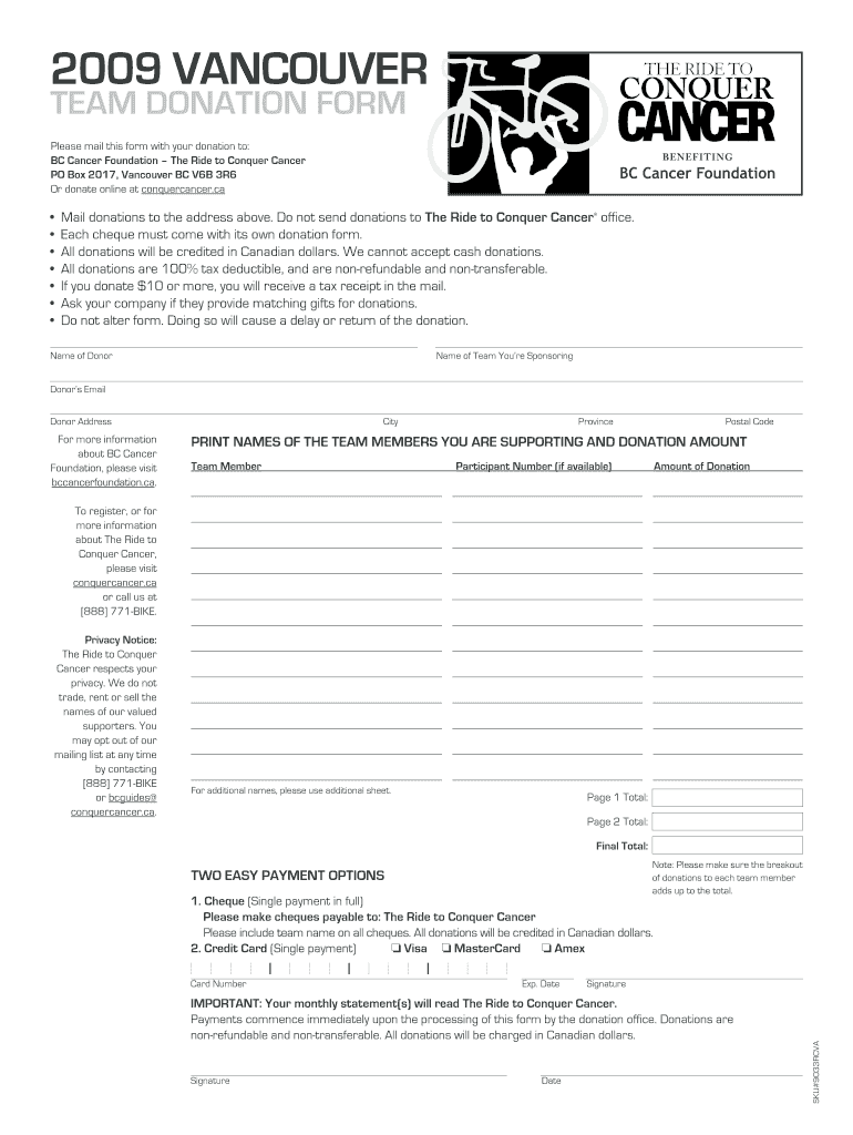 Fillable Online Team Donation Form Fax Email Print - pdfFiller