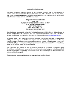 Fillable Online REQUEST FOR SEAL BID REQUEST FOR SEAL ED BIDS FOR THE ...