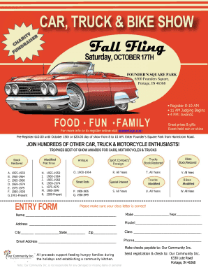 Fillable Online Car Show Entry Form 2015 Revised Fax Email Print ...