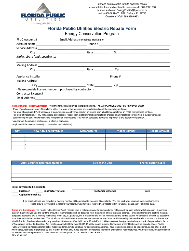 Fillable Online FPUC Electric Commercial and Residential Form Fax Email ...