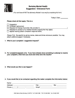 Fillable Online ci berkeley ca Berkeley Mental Health Suggestion ...