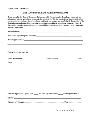 Fillable Online smackover FORM 417A Appeal of Disciplinary Matter to ...