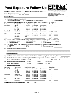 Fillable Online internationalsafetycenter Post Exposure Follow-Up Fax ...