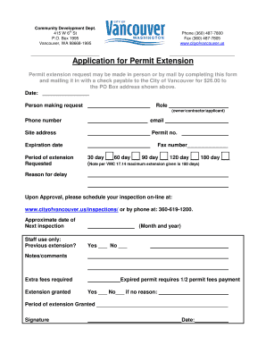 Fillable Online Application for Permit Extension - City of Fax Email ...