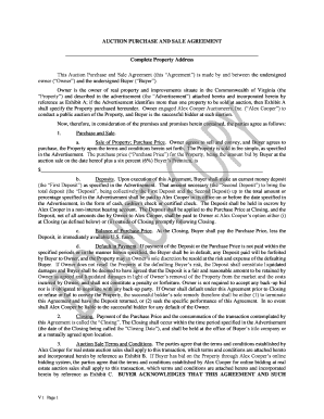 Fillable Online AUCTION PURCHASE AND SALE AGREEMENT Complete Property ...