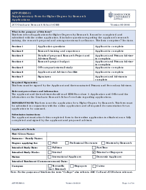 App Form 01 Higher Degree By Research Application Form - Fill Online ...