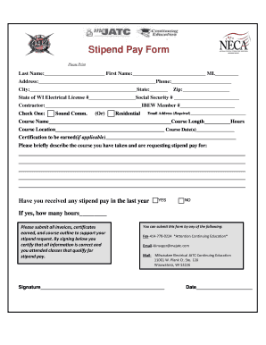 Fillable Online Stipend Pay Form - mejatccom Fax Email Print - pdfFiller