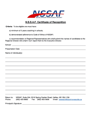 Fillable Online nssaf NSSAF Certificate of Recognition - nssaf Fax Email Print - pdfFiller