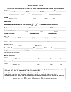 Fillable Online INFORMATION FORM - childrensprogramcom Fax Email Print ...