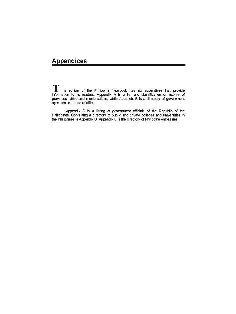 Fillable Online Appendices - Philippine Statistics Authority Fax Email ...