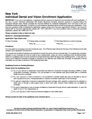 Fillable Online Empire BlueCross New York Individual Dental and Vision ...