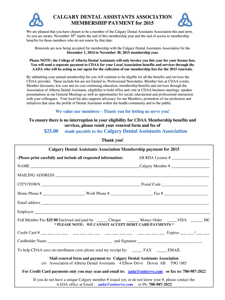 Fillable Online calgaryrda 2015 Membership Payment Form.doc ...