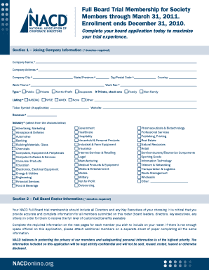 Fillable Online Full Board Trial Membership for Society TM Members ...