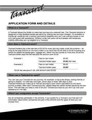 Fillable Online TaxicardAPPLICATION FORM And Details 2doc Fax Email ...