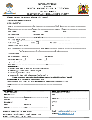 Fillable Online medicalboard co REPUBLIC OF KENYA Cap253 MEDICAL ...