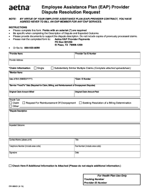 Fillable Online EAP Provider Dispute Resolution Form GR-68502 EAP ...