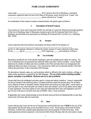 Fillable Online HALL LEASE AGREEMENT Fax Email Print - pdfFiller